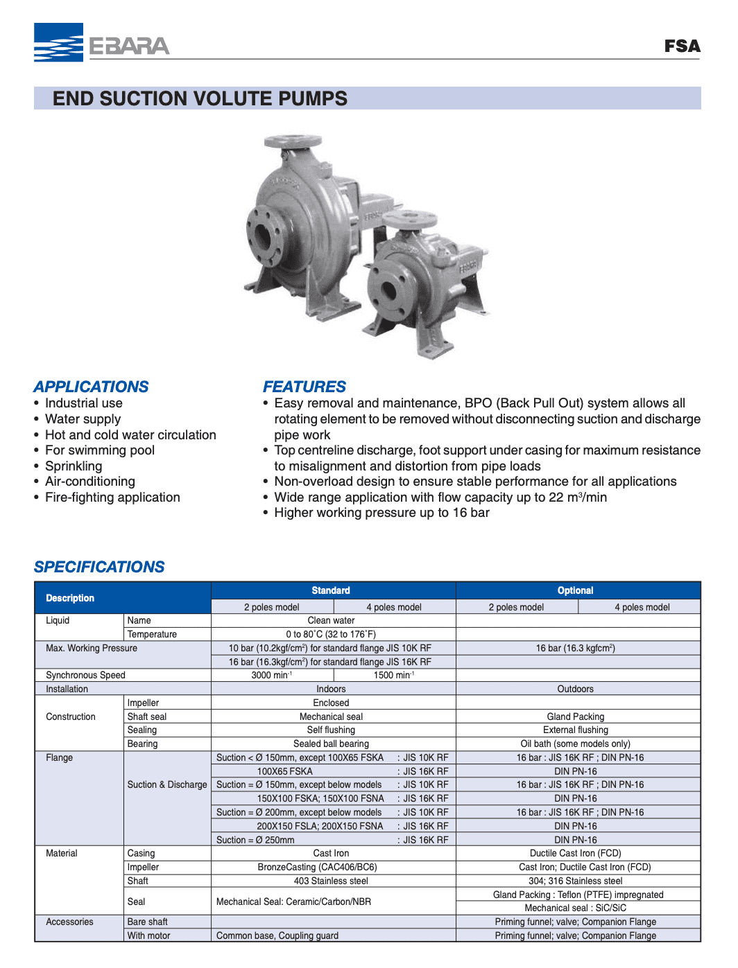 EBARA รุ่น FSA